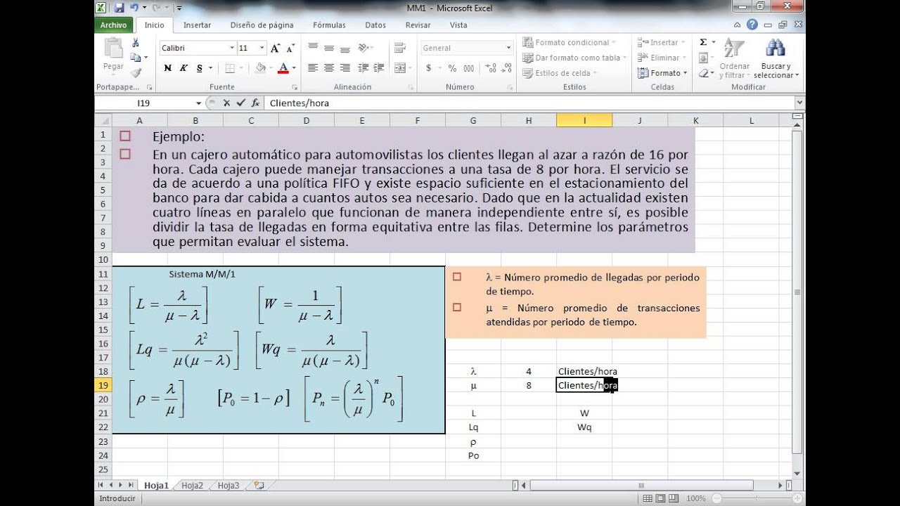 Tema 4 Modelo MM1 en excel - YouTube