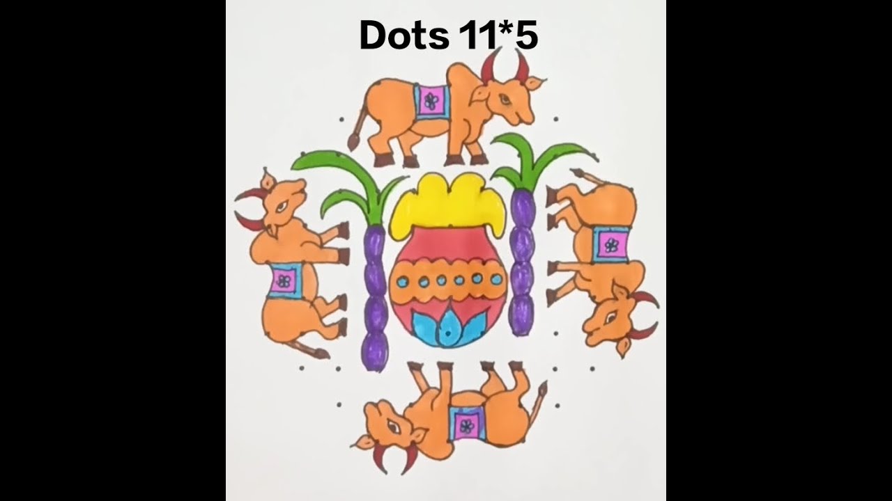 11*5 dots mattu pongal rangoli kolam design #mattupongalkolam # ...