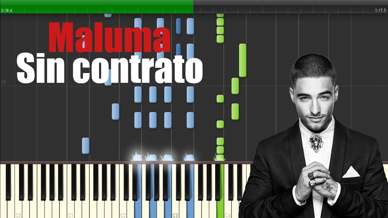 Maluma - Sin contrato piano (Synthesia) - YouTube
