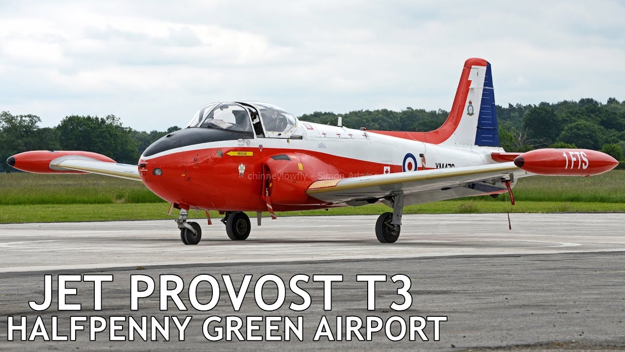 Jet Provost T3 start up, takeoff, low passes and landing - YouTube