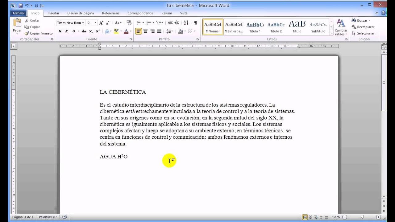 TUTORIAL DE WORD 08 SUBINDICE Y SUPERINDICE - YouTube