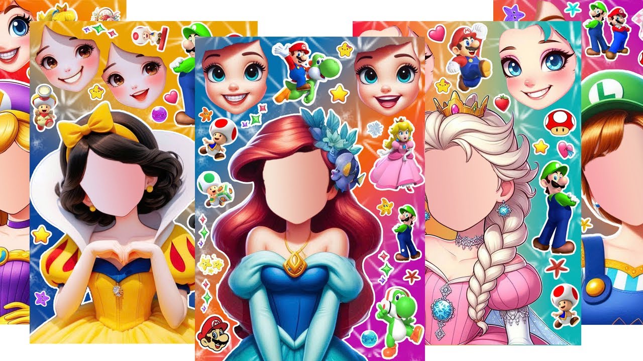 Disney Princess into SUPER MARIO in Real Life | DIYs Sticker Book Paper ...