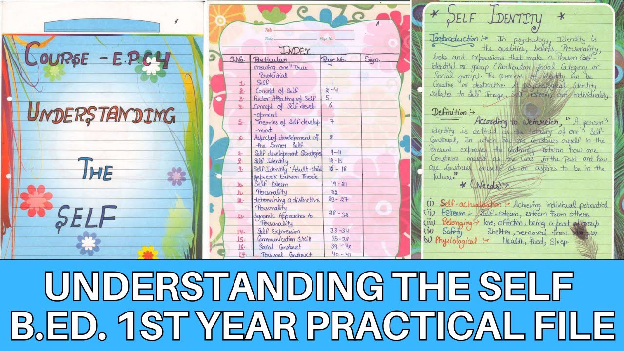 Understanding the Self | B.Ed. 1st Year Practical File | - YouTube