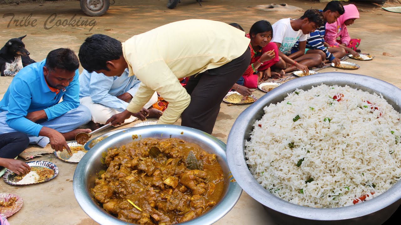 Fried Rice & Chicken Kosha | In Village Style | Tribe Village Cooking ...