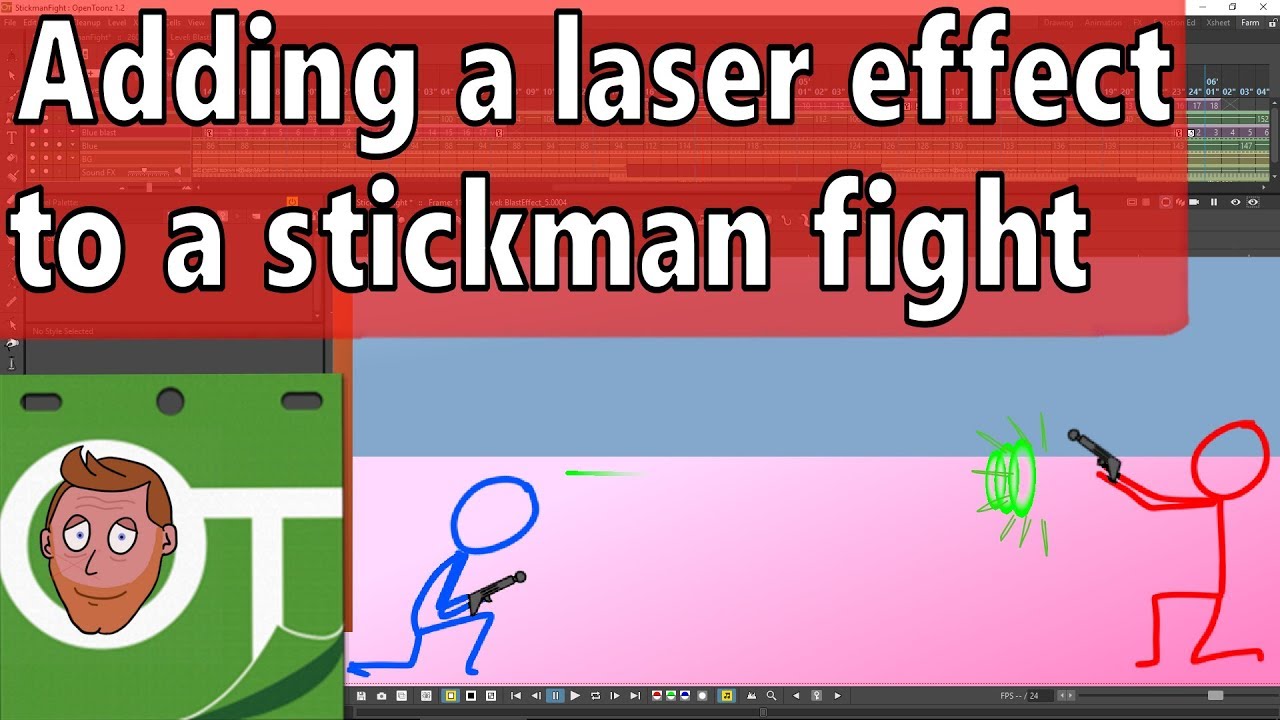 Stickman fight after adding laser effect (pt3 using a sub xsheet ...
