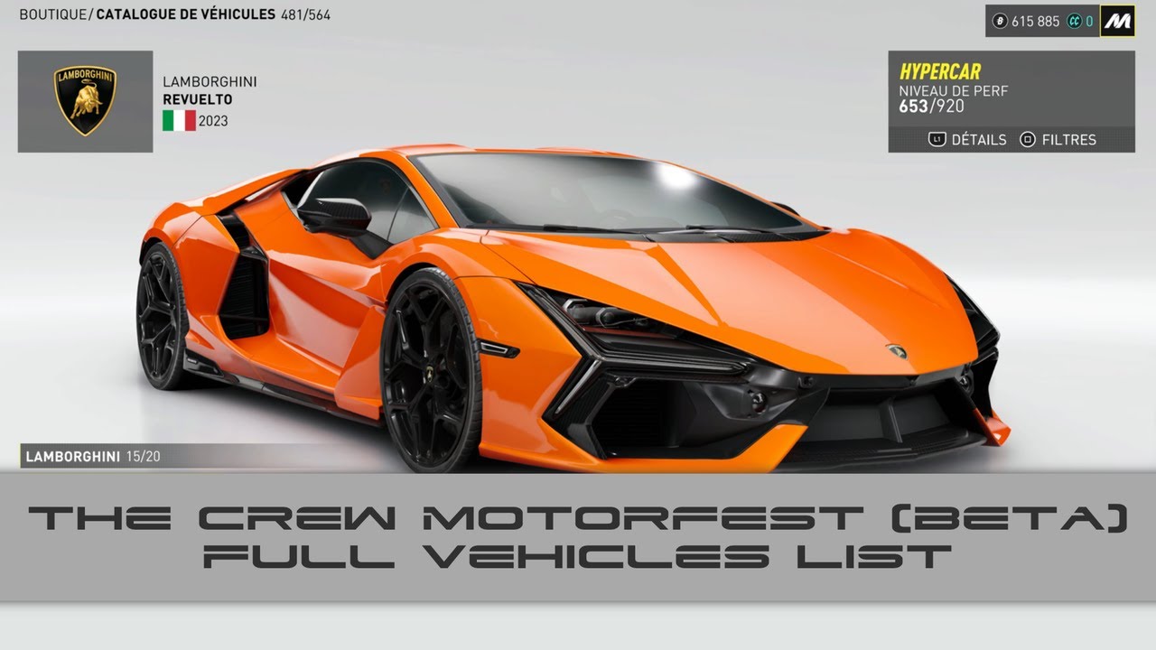 The Crew Motorfest (Beta) - Full Vehicles List - YouTube