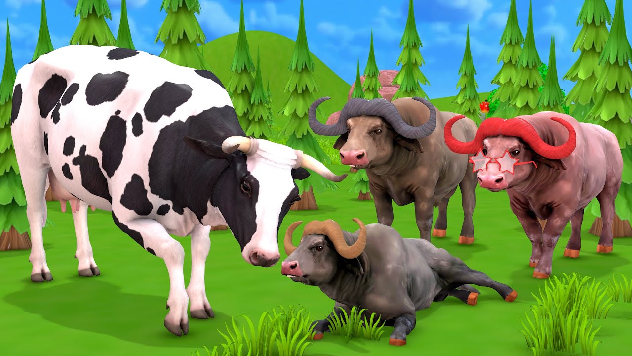 Cow And Buffalo's Farmyard Heroes | Farm Animals | Wild Animals Fights ...