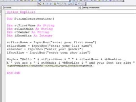 13. Introduction to Programming with VBA - String Concatenation - YouTube