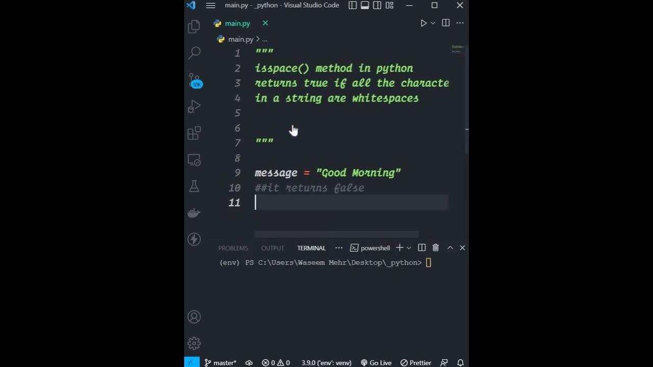 Isspace Method In Python Shorts Short Youtube