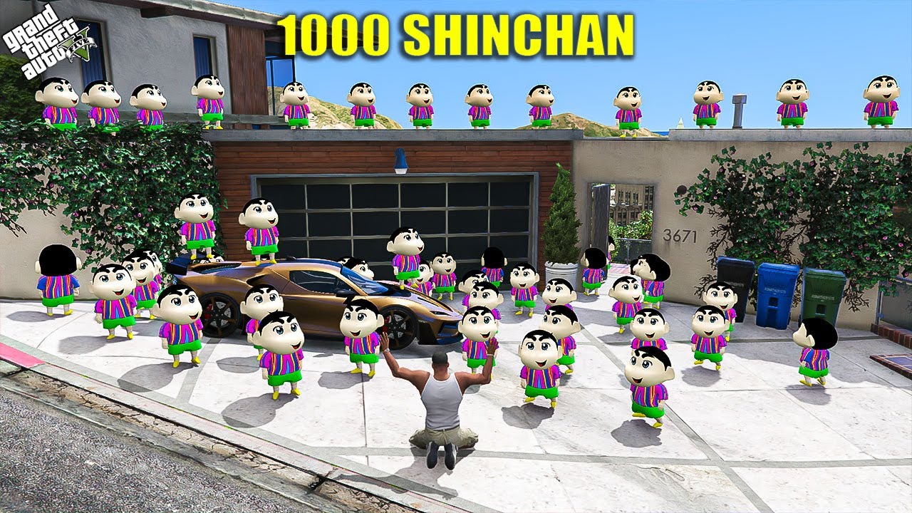 GTA 5 : Franklin Give Super Car To 1000 Shinchan and Save His House in ...