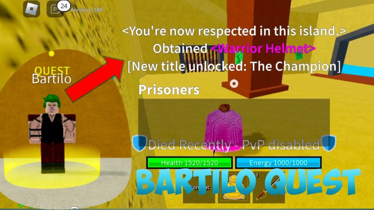 menyelesaikan quest bartilo blox fruits - YouTube