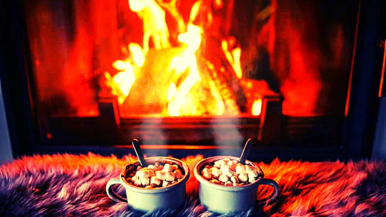 Fireplace Ambience w/ Hot Chocolate During Thunderstorm | Relaxing for ...