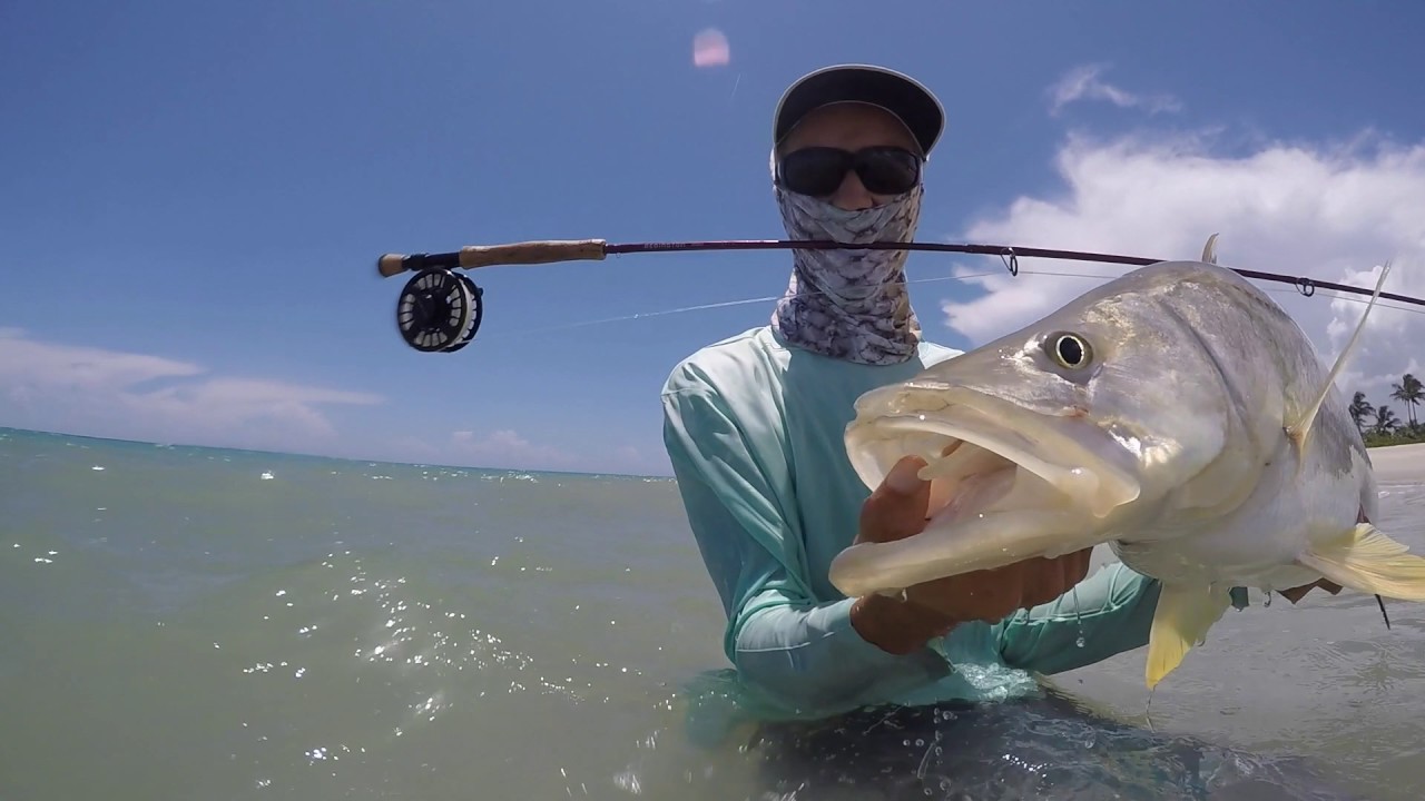 beach snook on fly - YouTube