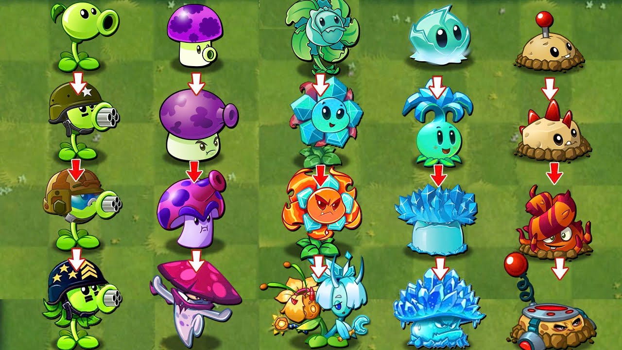 All Plants Evolution 4 NOOB - PRO - HACKER - GOD version - Pvz 2 ...