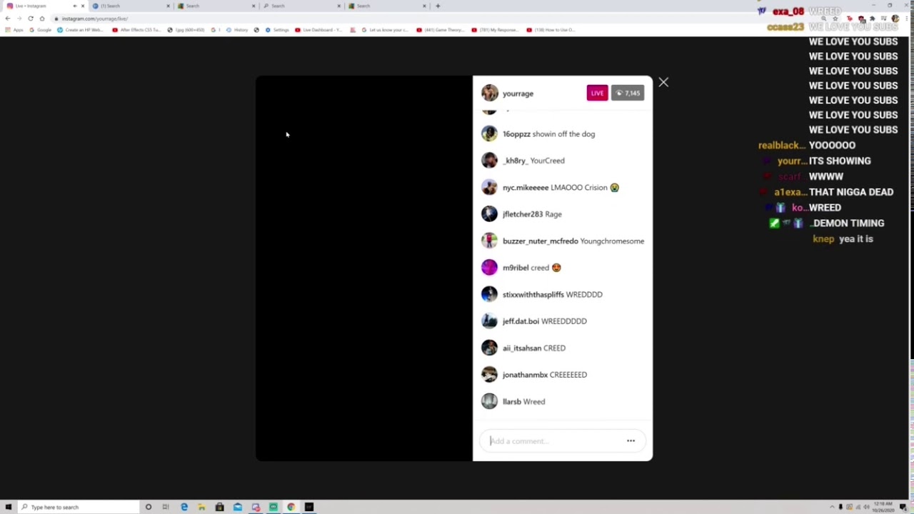 YOURRAGE goes live on IG with CREED - YouTube