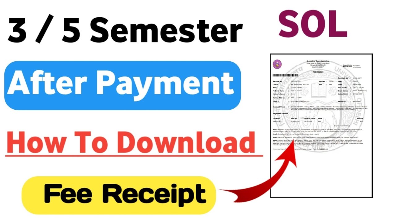 How To Download SOL 3/5 Semester Fee Receipt | SOL Admission 2024 - YouTube