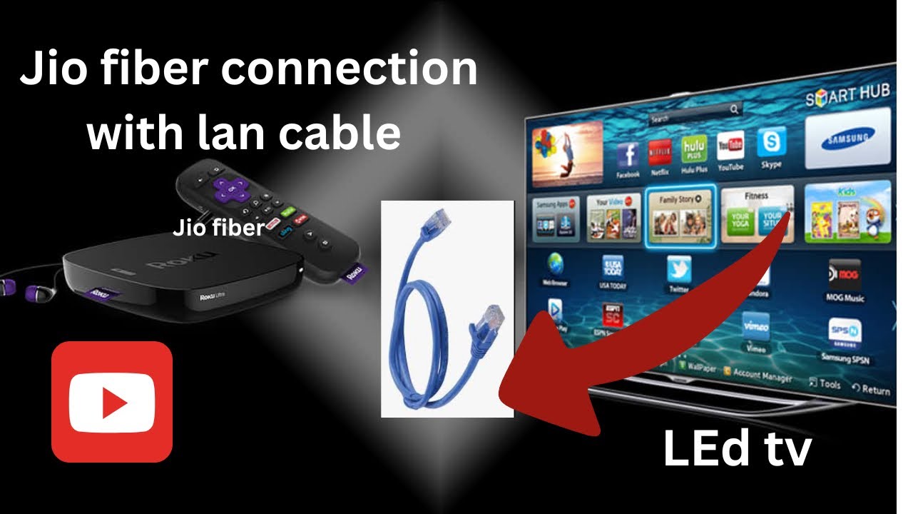 jio fiber lan cable connection with tv || jio fiber net cable ...