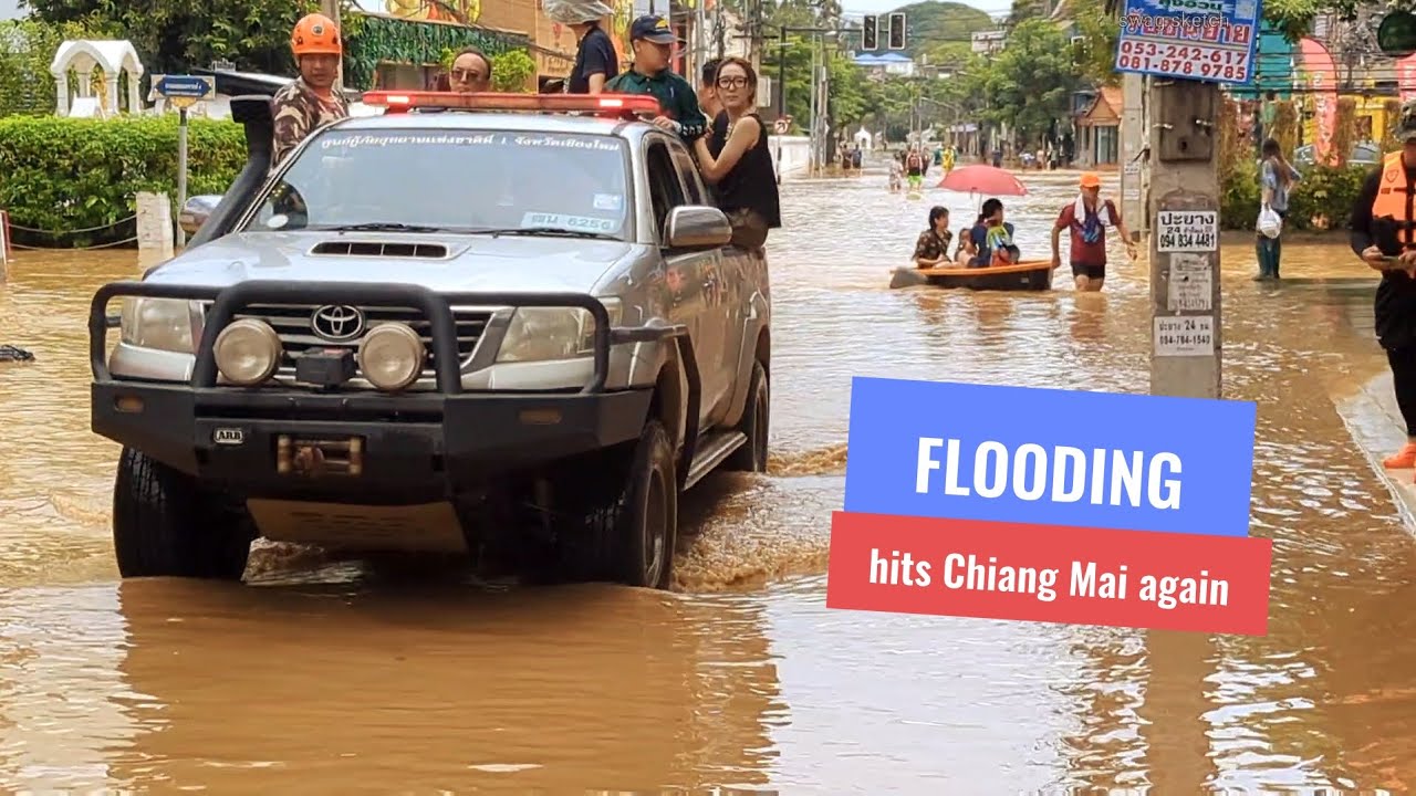 More devastating floods in Chiang Mai today 🦺🌊🚨 - Ping River hit a new ...