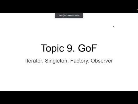 Lecture 9. GoF: Iterator. Singleton. Factory. Observer - YouTube