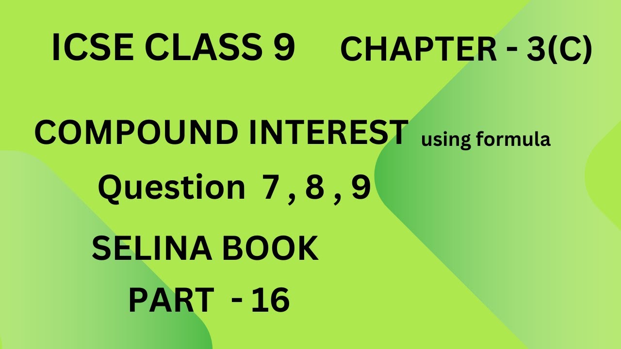 ICSE CLASS 9 MATH SOLUTION || EXERCISE 3(C) || Q 7,8,9 - YouTube