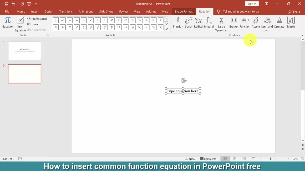 How to insert common function equation in PowerPoint free - YouTube