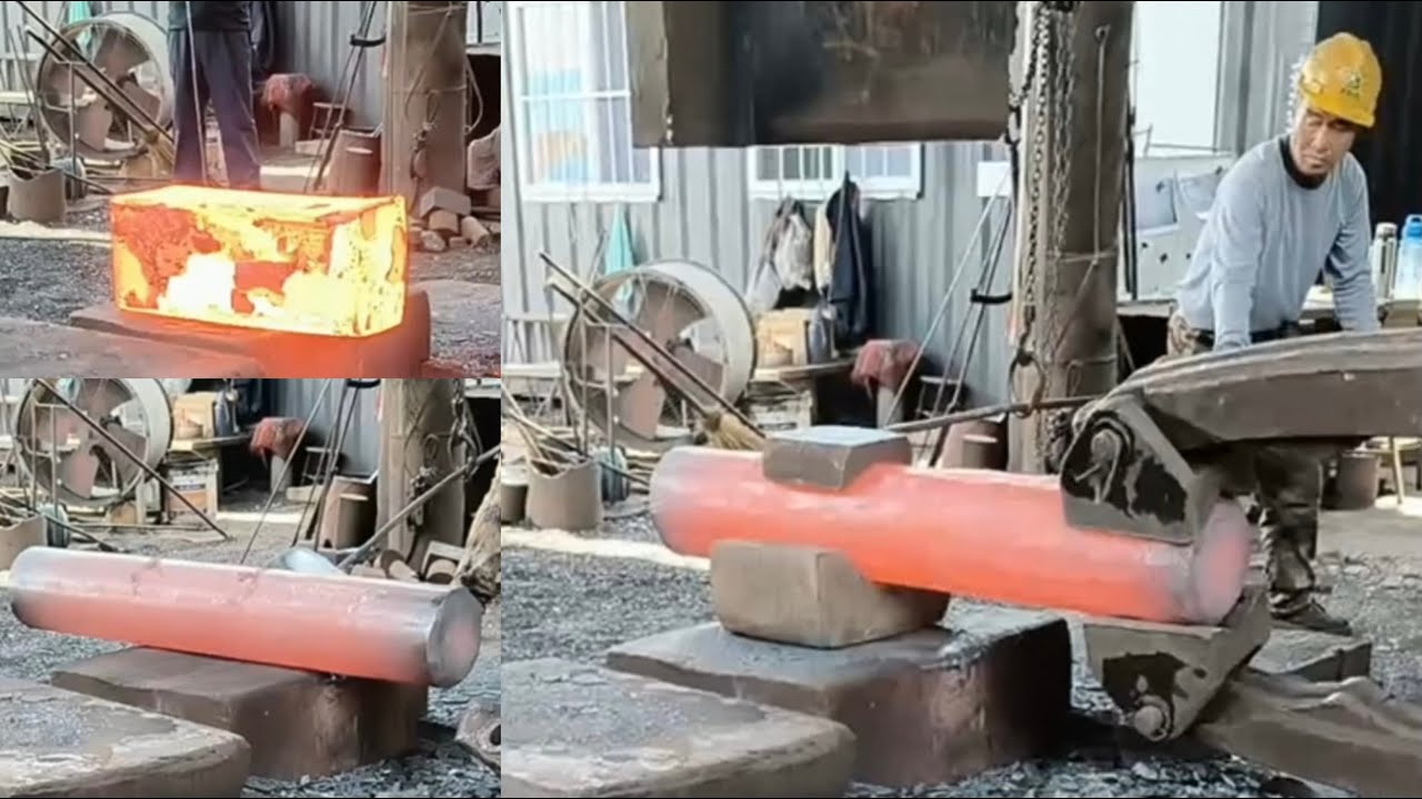 Forging Process: From Block to Cylindrical Shaft | Art of Forging - YouTube