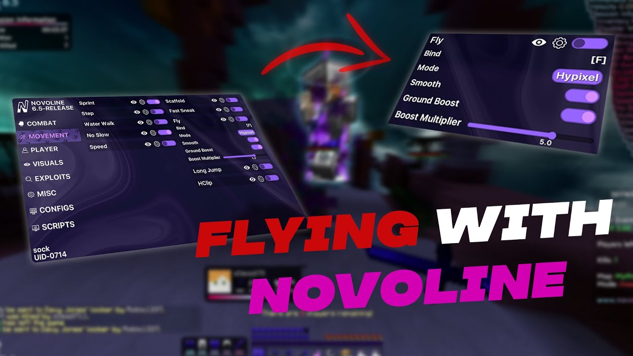 hacking on hypixel skywars w/ Novoline Client | Smooth hypixel hacking ...