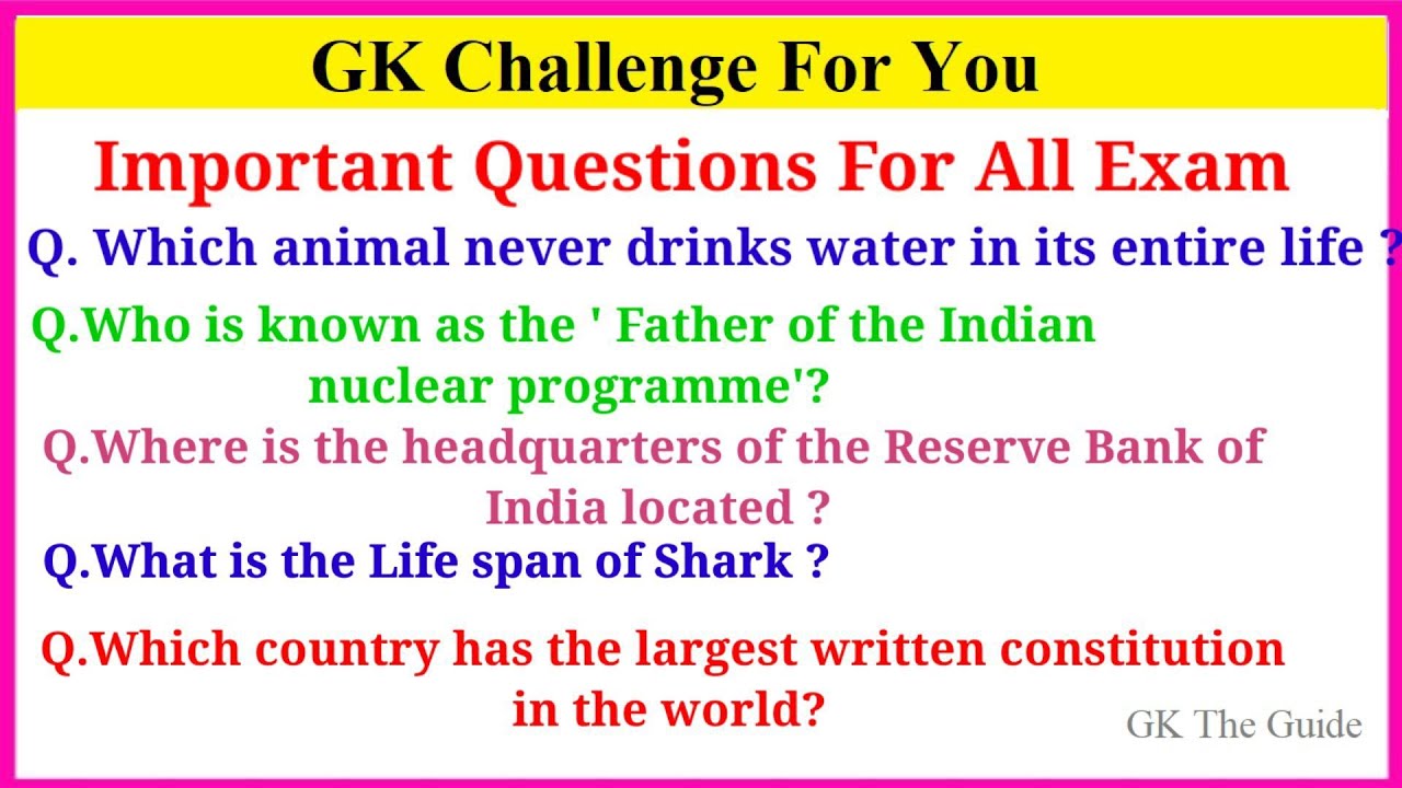 important general knowledge questions and answers in English language ...