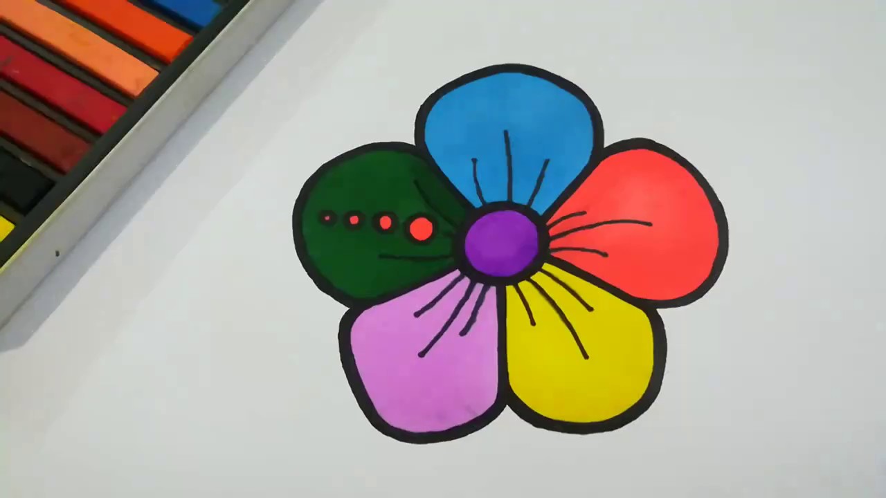 HOW TO DRAW MULTI COLOR / RAINBOW FLOWER STEP BY STEP - YouTube