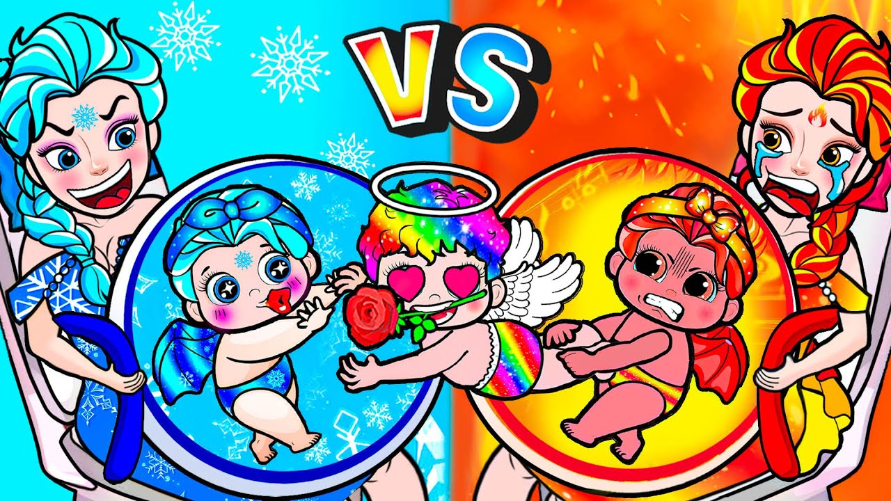 DIY Paper Dolls | Fire Elsa vs. Ice Elsa: The Battle for Their New ...