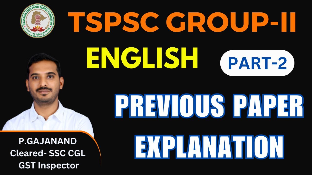ENGLISH (TSPSC GROUP 2) || PREVIOUS PAPER || By Gajanand - YouTube