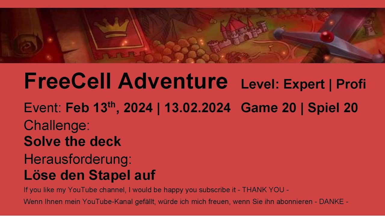 FreeCell Adventure - Expert #20 | Feb 13th, 2024 - YouTube