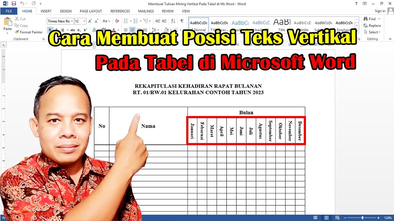 Cara Membuat Teks Vertikal Pada Tabel di Ms Word - YouTube