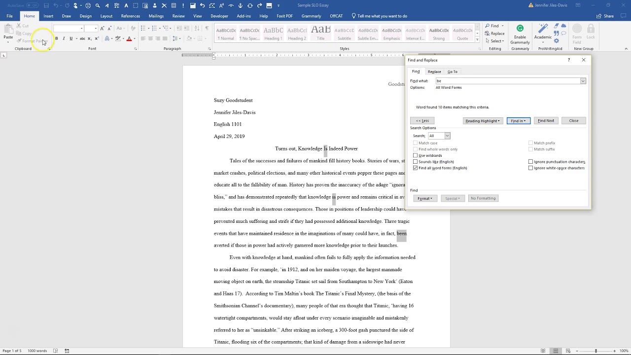 How to Highlight Linking Verbs in Word 2016 - YouTube