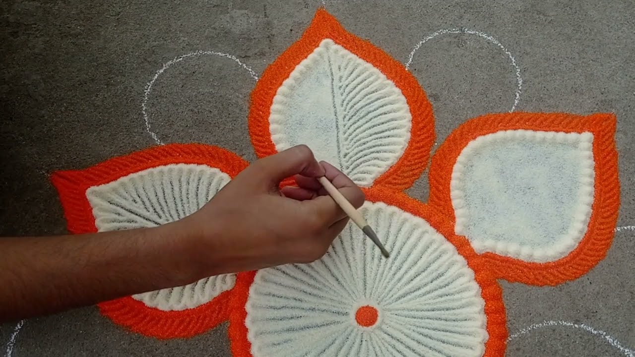 Very Beautiful Rangoli Design || Pen Trick || Using 1 Color || Very ...