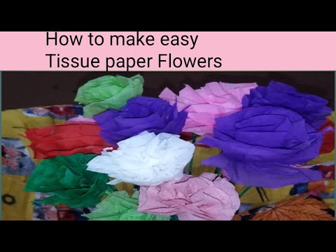 How to make easy Tissue paper Flower - YouTube