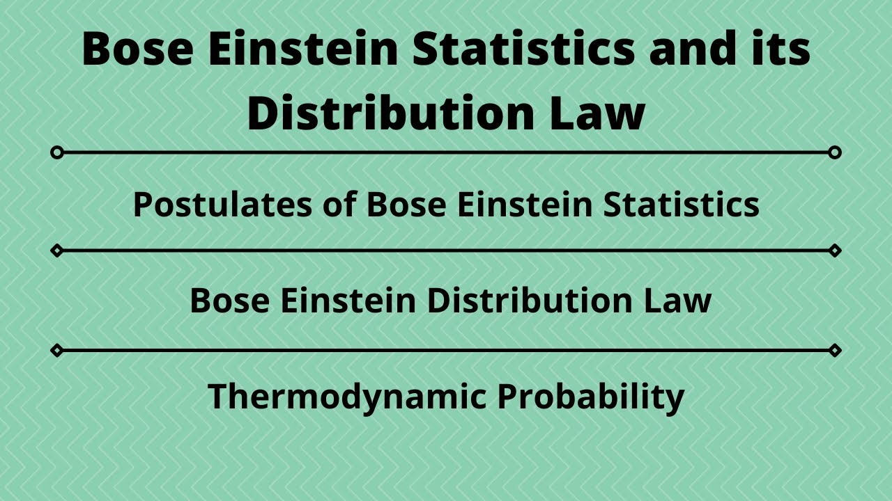 Bose Einstein Statistics and its Distribution Law - YouTube