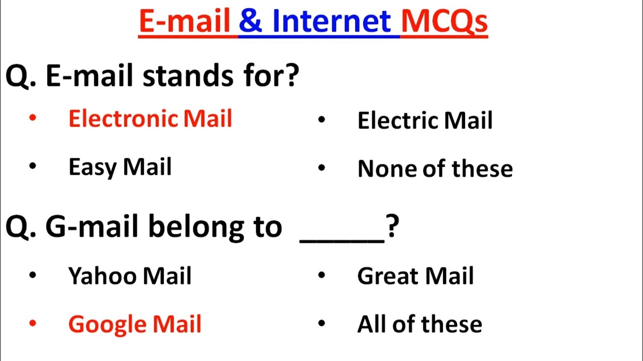 Top 50 Internet & E-mail MCQ's | Computer Mcq - YouTube