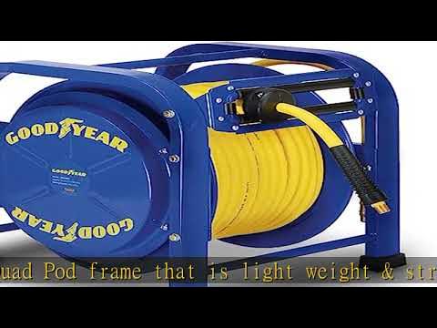 Goodyear Air Hose Reel Retractable 3/8" Inch x 100 Feet 300 Psi / 20 Bar Spring Driven Steel ...