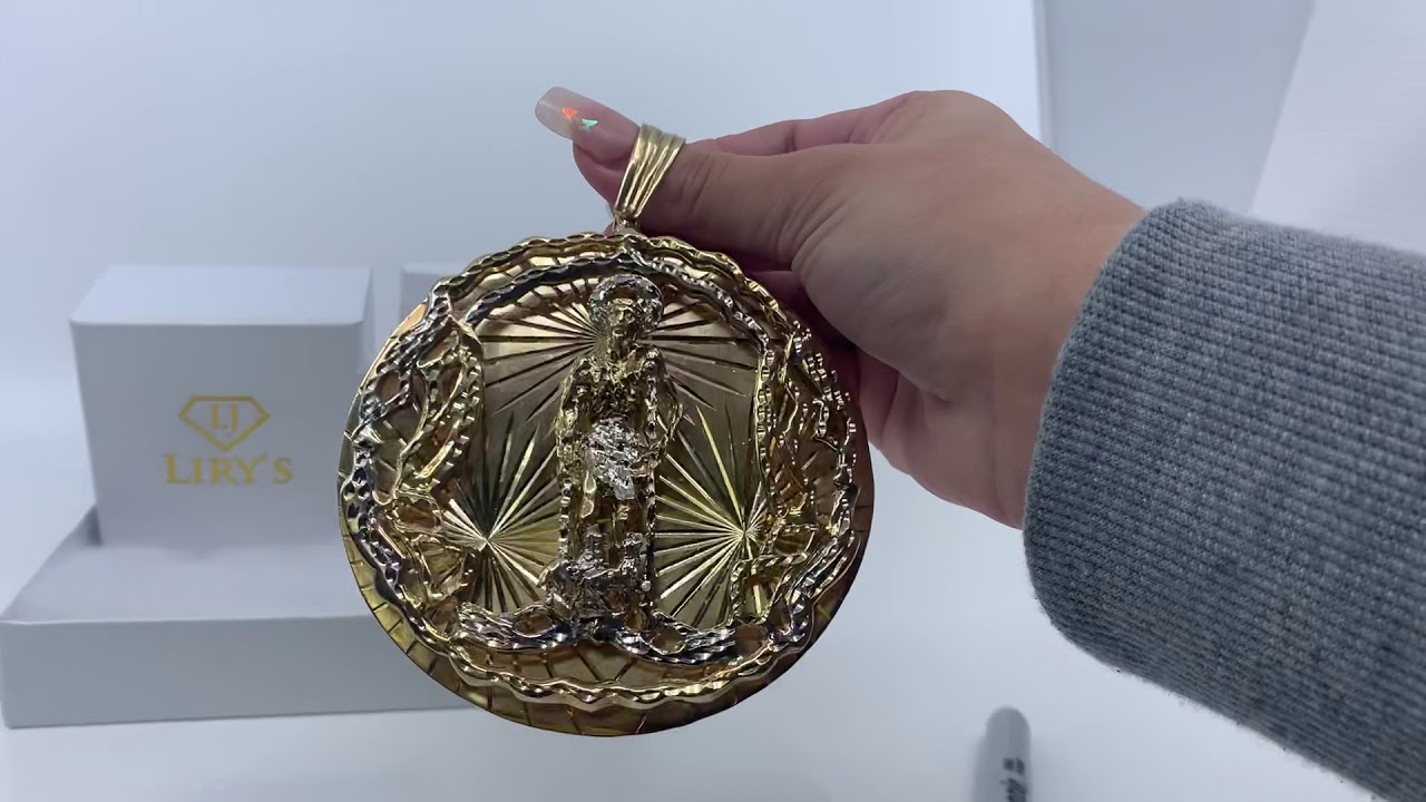 10kt gold 105.8g Saint Lazaro pendent 00823153 - YouTube