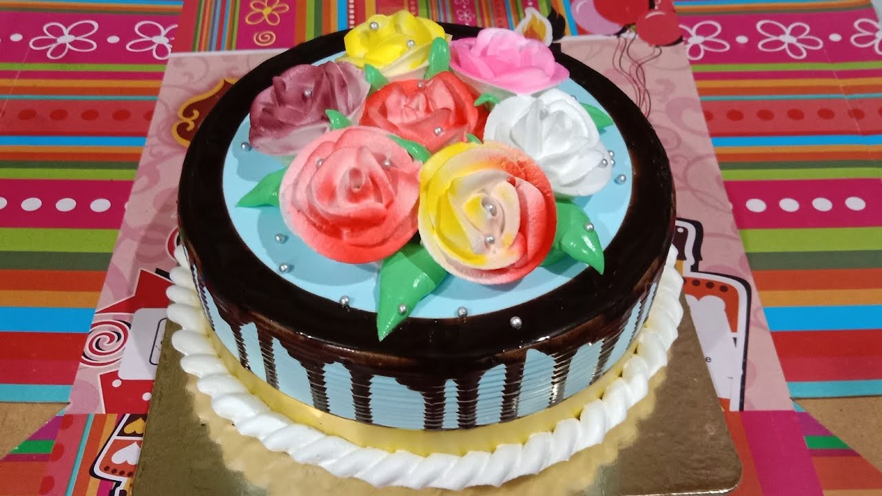 2 in 1 flower cake design vanilla and chocolate cake new design cake 2 ...