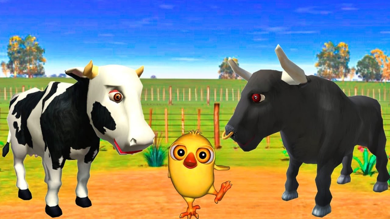 El Pollito pío 3d | el Toro y el Tractor de la Granja | The Chick and ...