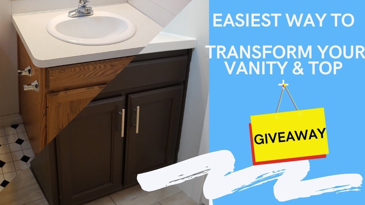 DIY Bathroom Vanity and Countertop Makeover - YouTube