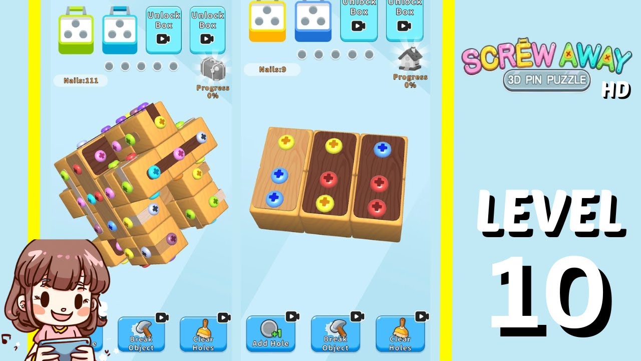 Screw Away Level 10 Solution Walkthrough - YouTube