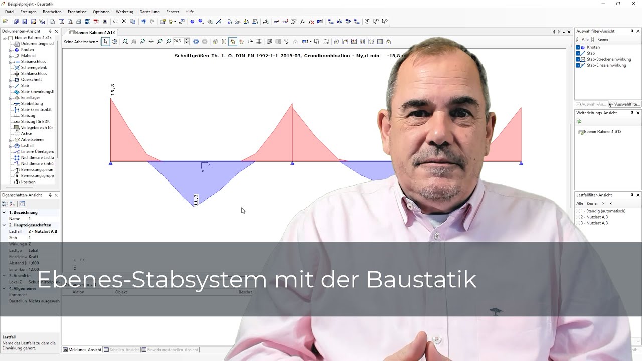 So definieren Sie ein einfaches ebenes Stabsystem - YouTube