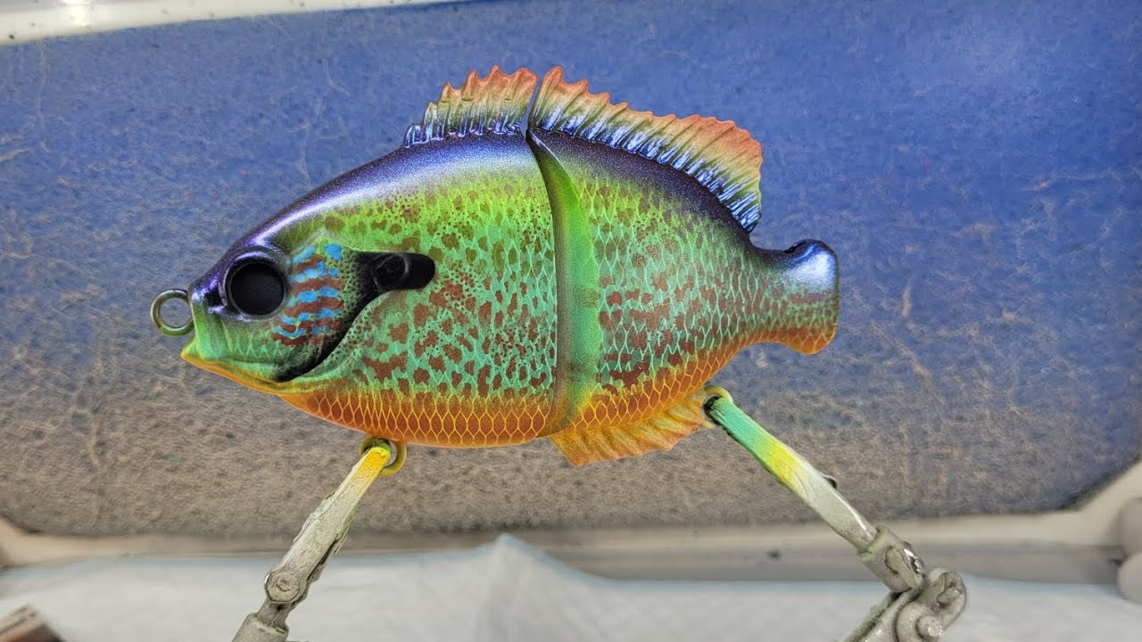 Airbrushing a swimbait in a Pumpkin Seed Pattern. - YouTube