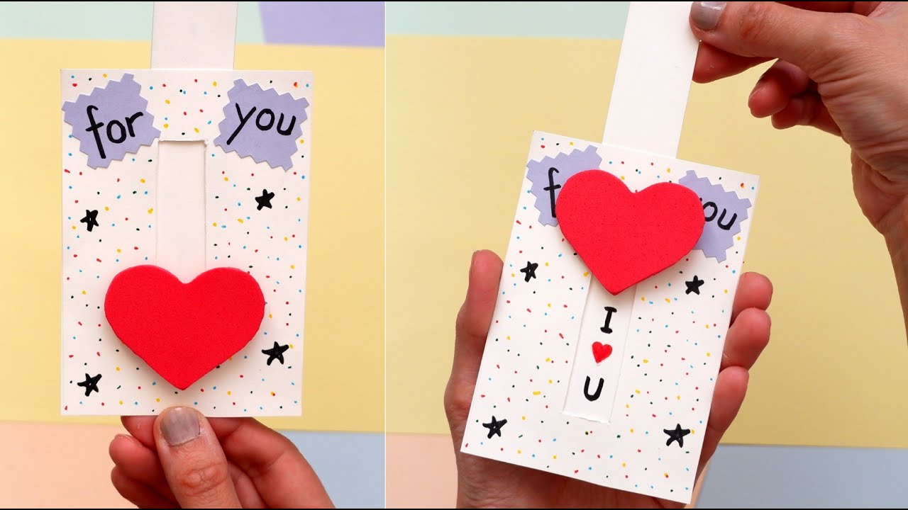 I love you Slider card tutorial | Pull out heart slider card | Paper ...