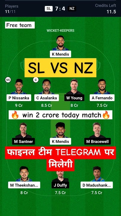 SL vs NZ Dream11 Team Prediction, Srilanka vs Newzealand 2nd ODI Dream11 Prediction #dream11team ...