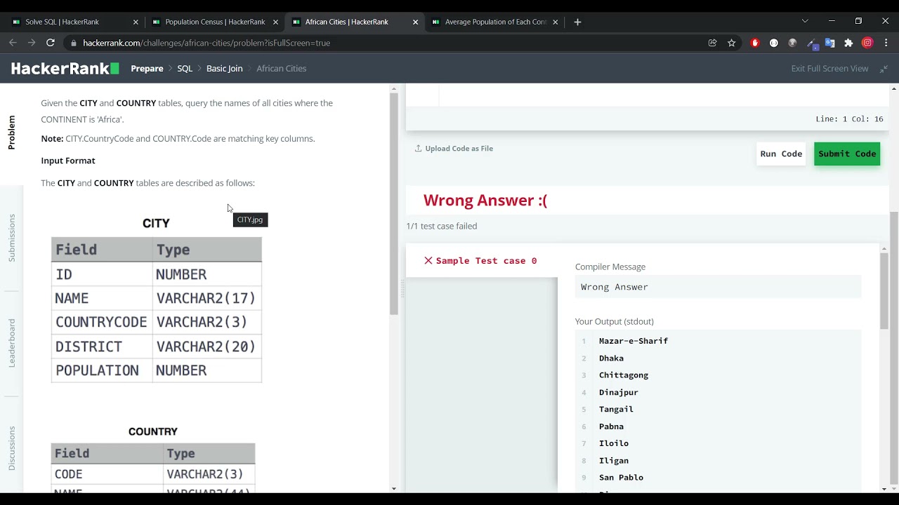 Average Population Of Each Continent Hackerrank Sql Youtube