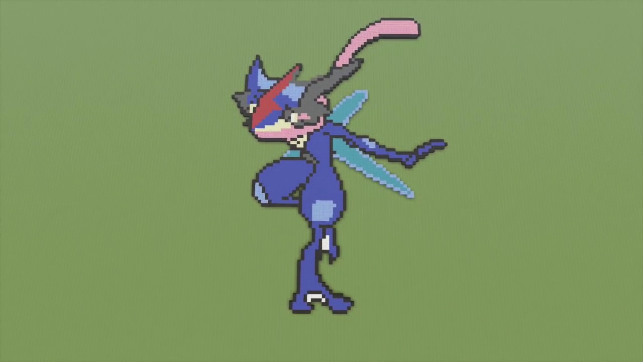 Satoshi Greninja (Ash Greninja) Minecraft Pixel Art Speed Build - YouTube